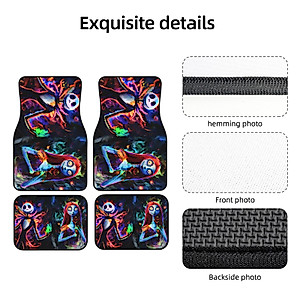 Jack & Sally Floor Mats for Cars, Novelty Car Floor Mats Set of 4 Pieces, Universal Floor Liner Car Accessories Automotive Floor Mats