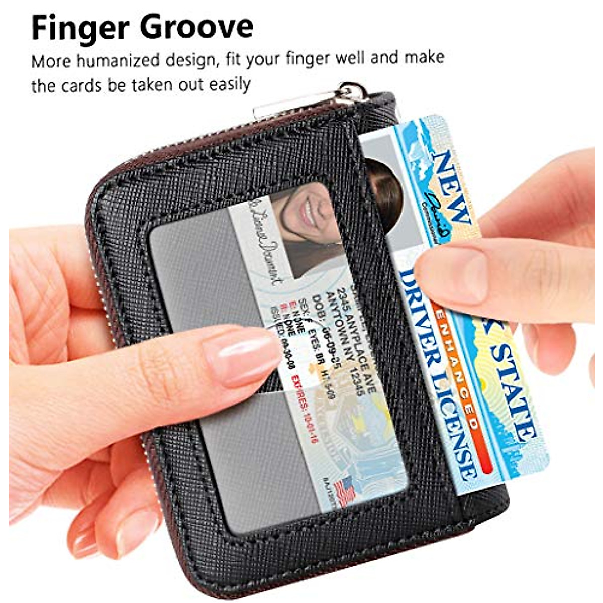 FurArt Credit Card Wallet, Zipper Card Cases Holder for Men Women, RFID Blocking, KeyChain Wallet, Compact Size