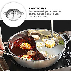 Cabilock Nonstick Frying Pan Double Flavor Hot Pot with Divider Stainless Steel Dual Sided Hot Pot Pan Household Divided Stock Pot for Induction Cooktop Gas Stove - 32cm Non Stick Frying Pans