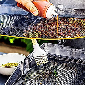 AOOCAN Mesh Grill Bags 13.2 x 10.6 Inch Set of 2-100% Non-stick Heavy Duty Barbecue Grill Bags, Reusable and simple to Clean, Works on Charcoal Grill Outdoor Gas Charcoal BBQ - Extended Warranty