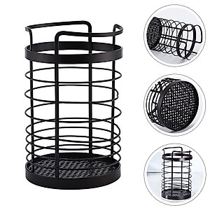 Yardwe round chopstick holder utensil basket silverware cutlery holder utensil holder kitchen tool dryer utensils sink basket home tools spoon holder iron Storage chopsticks cage