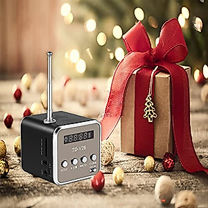 Hemobllo Mini Speaker Digital Portable Music MP3/4 Player Micro SD/TF USB Disk Speaker FM Radio Mini Digital Display Screen Speaker Music Player(Black)