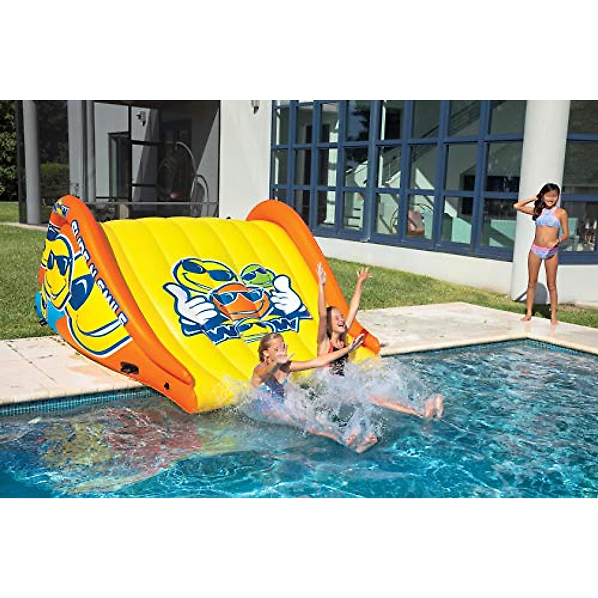Wow Sports Slide N Smile Slide with 2 Lanes, Giant Floating Water Slide for Adults and Kids