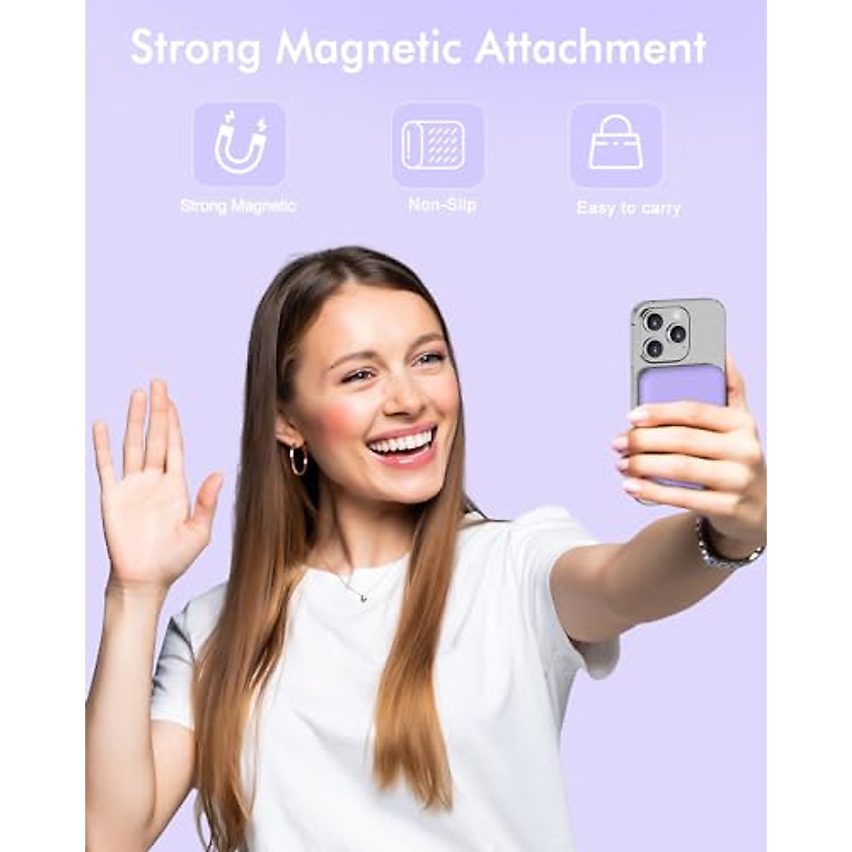 podoru Wireless Portable Charger, 10000mAh Magnetic Power Bank with Type-C Cable LED Display 22.5W PD Fast Charging Lighting Mag-Safe Battery Pack for iPhone 15/14/13/12/Mini/Pro/Pro Max-Purple