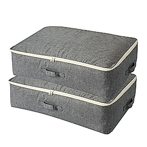 Quilt Storage Bag with 2 Way Zipper Bed Organizer Bag Under Bed Storage Bag Store Quilt Tops Clothes and Protect Fabrics for Closets, Bedrooms Grey
