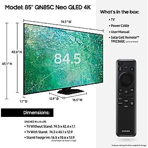 SAMSUNG 85-Inch Class Neo QLED 4K QN85C Series Neo Quantum HDR, Dolby Atmos, Object Tracking Sound, Motion Xcelerator Turbo+, Gaming Hub, Smart TV with Alexa Built-in (QN85QN85C, 2023 Model)