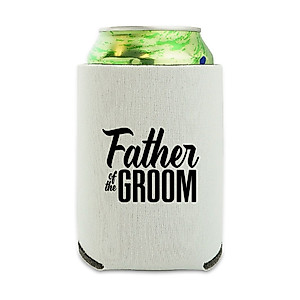 Father of the Groom Wedding Can Cooler - Drink Sleeve Hugger Collapsible Insulator - Beverage Insulated Holder