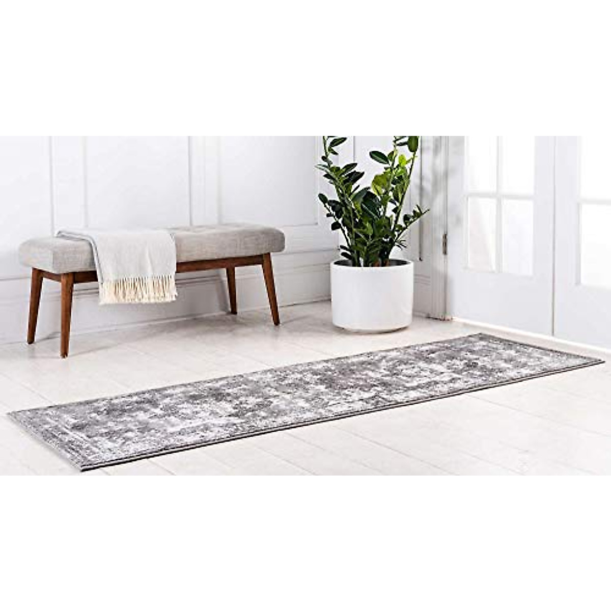 Unique Loom Sofia Collection Area Rug - Salle Garnier (3' 3" x 19' 8" Runner, Gray/ Ivory)