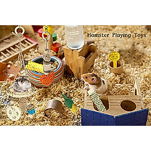 Vehomy 12Pcs Hamster Toys for Hamster Small Animal Chewing Toy Hamster Applewood Molar Stick Rat Cage Hanging Swing Handmade Carrot Lollipop Toy Small Pet Cage Decor Toy for Gerbils, Rats, Parrots