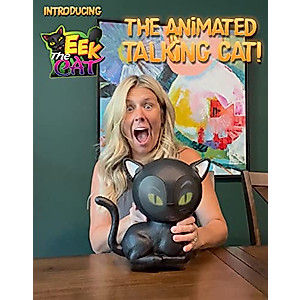 ANIMAT3D Eek The Cat Talking Animated Black Cat with Built in Projector & Speaker Plug'n Play