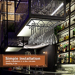 Wine Glass Rack Under Cabinet, 2 Pack Wine Glass Rack, Wine Glass Holder Under Shelf, 3 Rows Hanging Wine Glasses Holder Under Cabinet, Stemware Glass Rack Inside Cabinet for Kitchen Bar