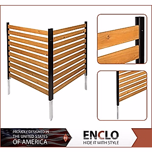 Enclo Privacy Screens EC18009 Charleston Wood Outdoor Privacy Fence Screen Slatted No-Dig Kit 38" W x 42" H, 2 Panels