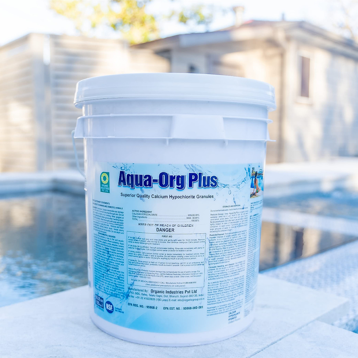 AQUA-ORG PLUS - Granular Calcium Hypochlorite 65% Pool Shock for Swimming Pools, Spas and Hot Tubs (55 Pound)