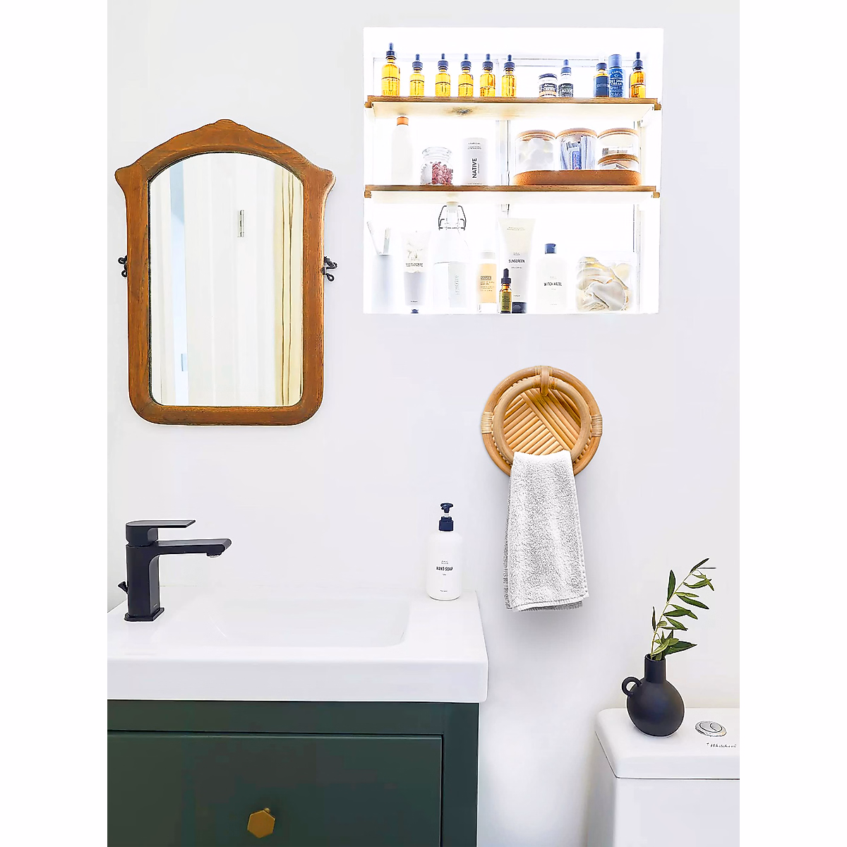 HomeyHandcraft Rattan Towel Ring, Modern Hand Towel Holder for Bathroom and Kitchen Wall, Bathroom Hand Towel Ring, Rattan Towel Hanger Decor