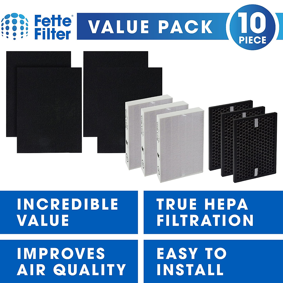 Fette Filter - Air Purifier Replacement True HEPA Filter Kit Compatible with Honeywell InSight Air Purifiers Model HPA5300B HPA5350 & PowerPlus HPA3300 HRF-R3, HRFSC1 Filter S HRF-A300