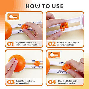 YETOOME Circular Paper Cutter, Rotary Circle Cutter Cut Paper Trimmer Scrapbooking Tool with 3 Replaceable Blades for Art and DIY Crafts, Cards Making (Orange)