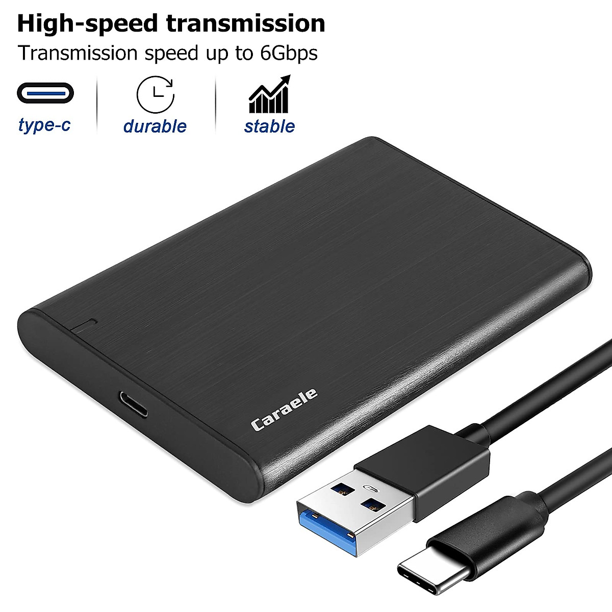 Caraele 750GB Portable External Hard Drive USB-C USB 3.1 Mobile Ultrafast HDD Storage for PC, Mac, Desktop, Laptop, MacBook, Chromebook, Xbox One, Xbox 360, PS4 (Black)