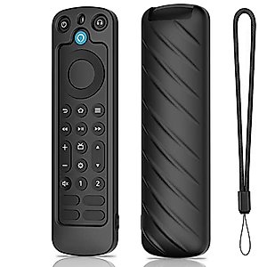 Cover Compatible for Alexa Voice Remote Pro 2022 Case Black Silicone Protective Protector with Lanyard - LEFXMOPHY