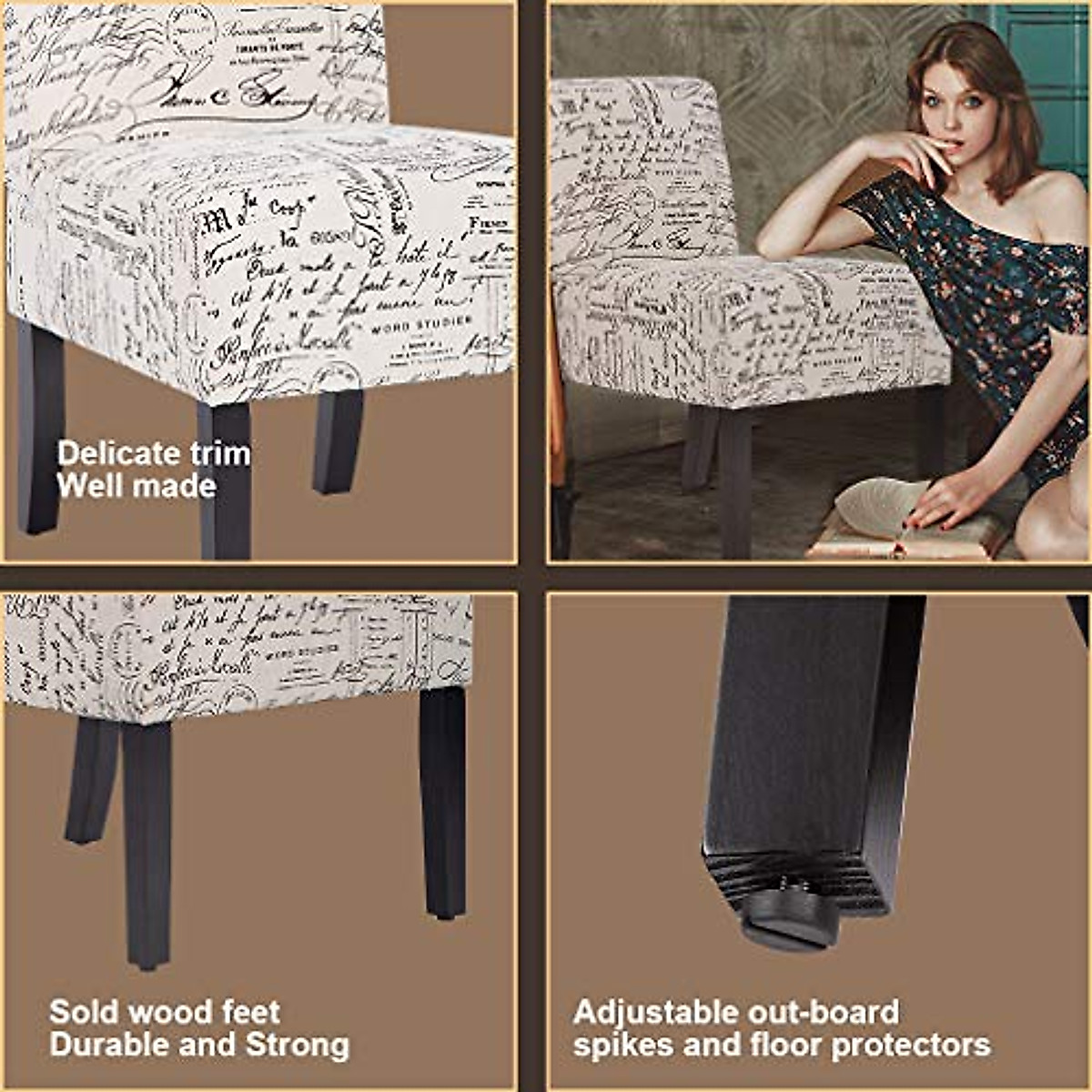 Dining Chairs Accent Chair with Solid Wood Legs Home Furniture for Living Room Armless Chair Modern Accent Chair Elegant Design Modern Fabric Living Room Chairs Sofa