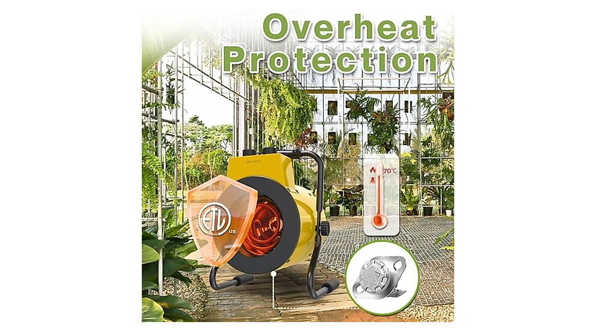 Greenhouse Heater with Digtal Thermostat, Outdoor Patio Heater for Grow ...