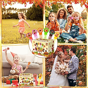 24 Pack Fall Party Favors Bubble Wands - Maple Leaves, Pumpkins, and Turkey Designs, Bubble Toys for Fall Thanksgiving Party Favors Goodie Bag Stuffers Classroom Prizes Thanksgiving Gifts