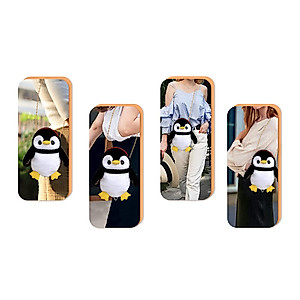 XMLiZhiGu Girls Women Penguin Plush Purses Crossbody Bags Kawaii Purse Cute Anime Shoulder Bag Black