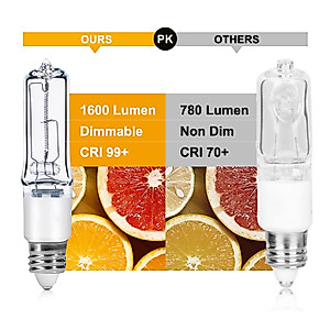 GMY JDE11 120V 100W T4 Mini Candelabra Base 1600lm 2800K Clear Dimmable JD E11 Halogen Light Bulbs 4Pack