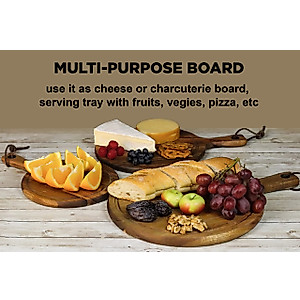 Homwoody Premium Acacia Wood Cutting Board with handle/Cheese Board - (Set of 3) Thick/Large Acacia Cutting Board/Charcuterie Boards - Luxury Wood Cutting Board/Cheese Board/Charcuterie Board/Platter