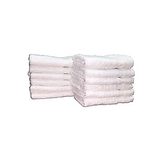 Optima Collection Silver Level 13" X 13" White Washcloths, Set of 12, 100% Eco-Friendly Pre-Consumer Regenerated Cotton
