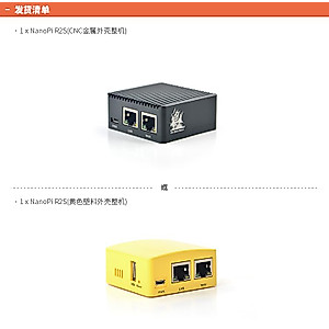 FriendlyElec Nanopi R2S(Black) Mini Portable Travel Router OpenWRT with Dual-Gbps Ethernet Ports 1GB DDR4 Based in RK3328 Soc for IOT NAS Smart Home Gateway