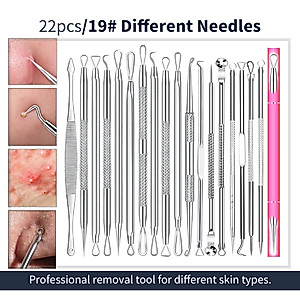 2024 Professional Pimple Popper Tool Kit - 22 PCS Blackhead Remover Tools for Acne and Zit Popping Comedone Extractor with Magnifying Glass and Alcohol Pad