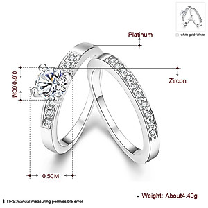 Women's Pretty 18K White Gold Plated Solitaire Wedding Bands TIVANI Collection Jewelry Rings,9