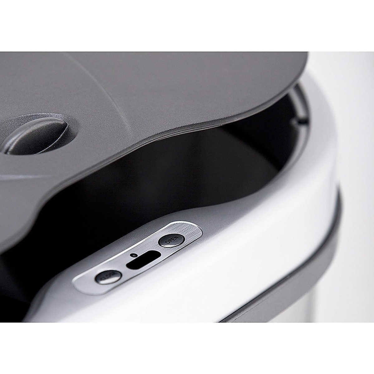 NINESTARS Automatic Touchless Infrared Motion Sensor Trash Can/Recycler with D Shape Silver/Black Lid & Stainless Base, 18 Gal, Stainless Steel