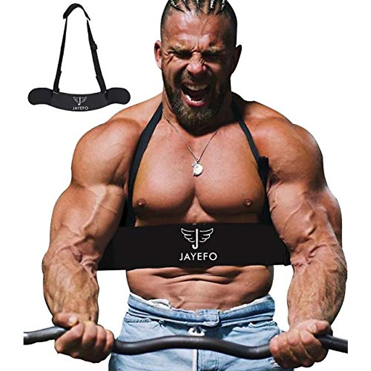 Jayefo Sport Arm Blaster for Biceps, Ez Curl Bar and Preacher Bar - Bicep Blaster and Arm Exercise Equipment - Forearm and Biceps Workout Equipment - Adjustable Size - Black