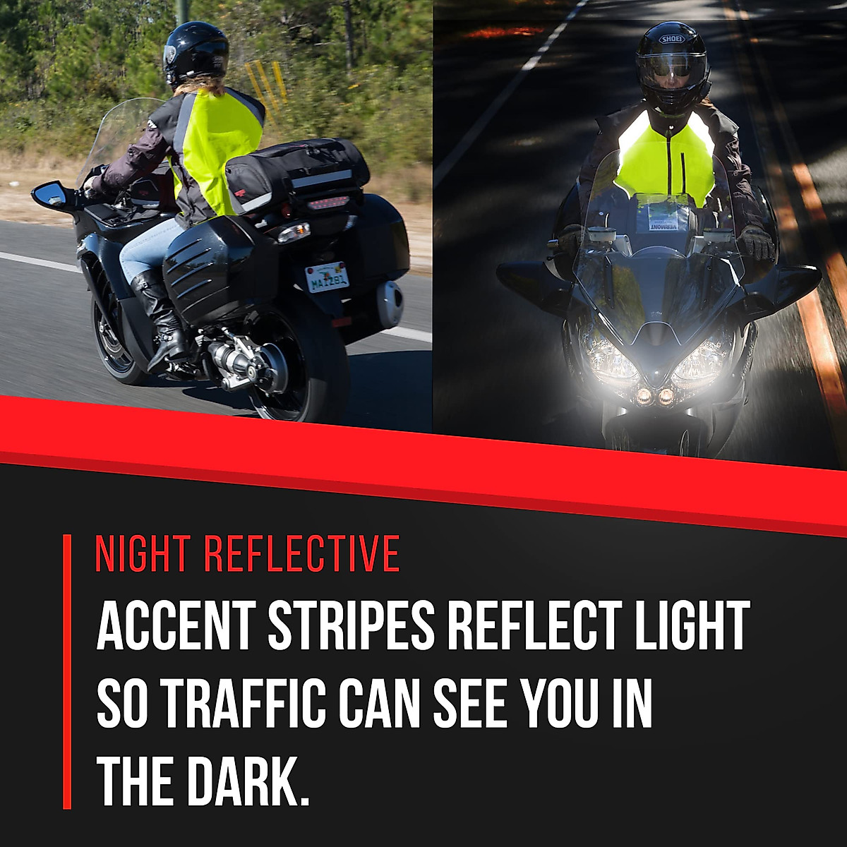 Badass Moto Hi Vis Vest Reflective Motorcycle Vests For Men - Zipper Front & Pocket For Bikers, ATV, Hunting, Cycling, Military, Motorcycle Safety Gear, Yellow Size 3XL Can Be Worn Over 2XL + Jackets