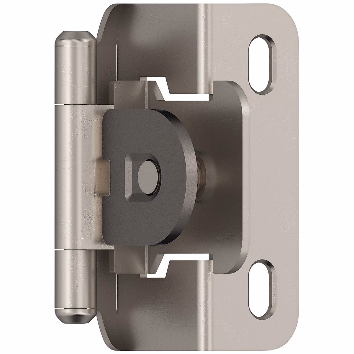 Amerock | Single Demountable Cabinet Hinge | 1/2 inch (12.7 mm) Overlay Hinge | Satin Nickel | 2 Count (pack of 1) | Self-Closing Hinge | Cabinet Door Hinge