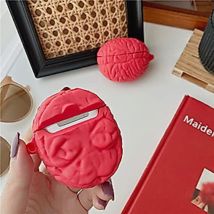 Xinbalove Case Compatible with Airpods Pro Creative Brain Design Carrying Case Creative Animal Soft Silicone Shockproof Durable Stylish Earphone Protective Skin with Ear Hooks