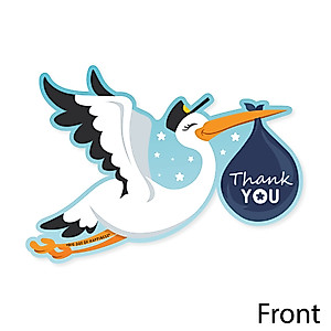 Big Dot of Happiness Boy Special Delivery - Shaped Thank You Cards - It’s A Boy Stork Baby Shower Thank You Note Cards with Envelopes - Set of 12