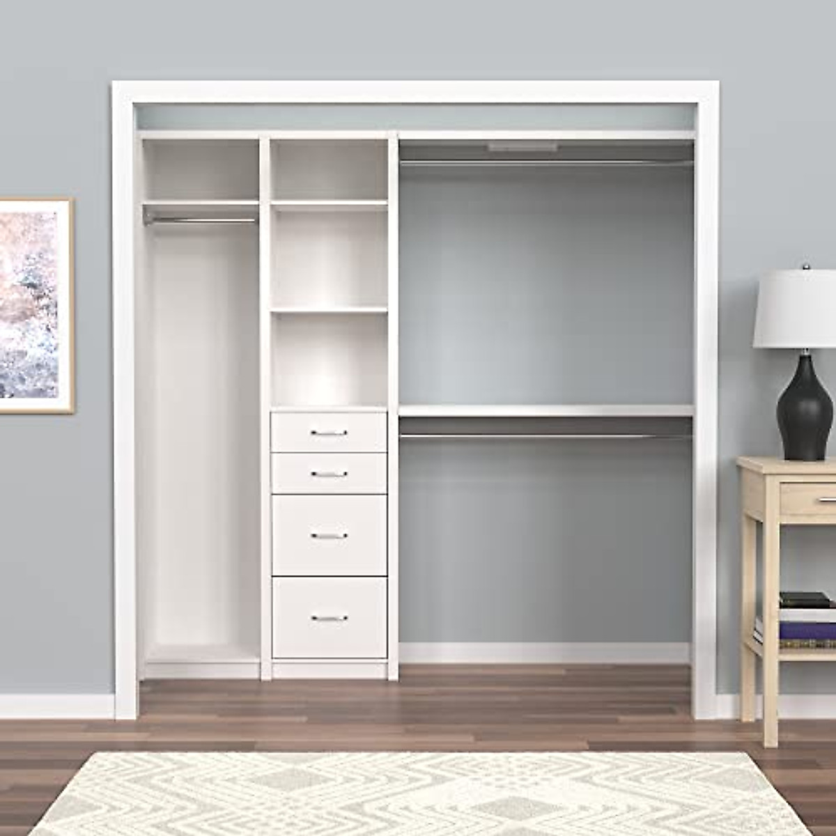 ClosetMaid 6105140 SpaceCreations 52" - 87" Wood Closet Organizer Kit, Classic White