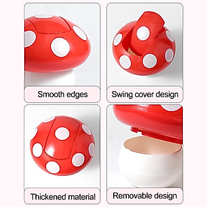 Altsuceser Mushroom Mini Trash Can with Swing Lid, Red, Plastic, 19cm