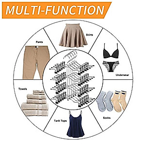 Frezon Multi Layer Pants Hangers, 4 Tier Skirt Hangers with Adjustable Clips, Non Slip Space Saving Closet Organizer Heavy Duty 360 Degree Swivel Hook, Great for Slack, Trouser, Jeans(Black)