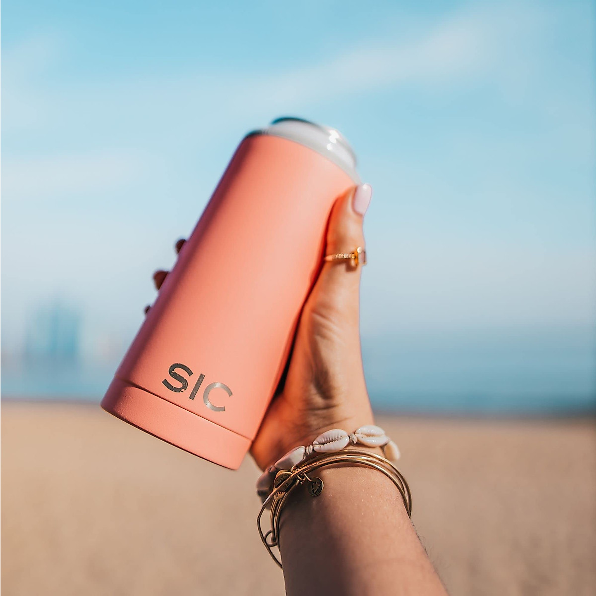 Seriously Ice Cold SIC 12oz Tall Slim Can Seltzer & Beer Insulated Cooler Sleeve, Premium Double Wall Stainless Steel Skinny Thermocooler (Matte Coral)