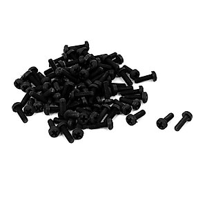 uxcell M2.5x8mm Phillips Round Head Nylon Machine Screw Bolt Fastener Black 100pcs