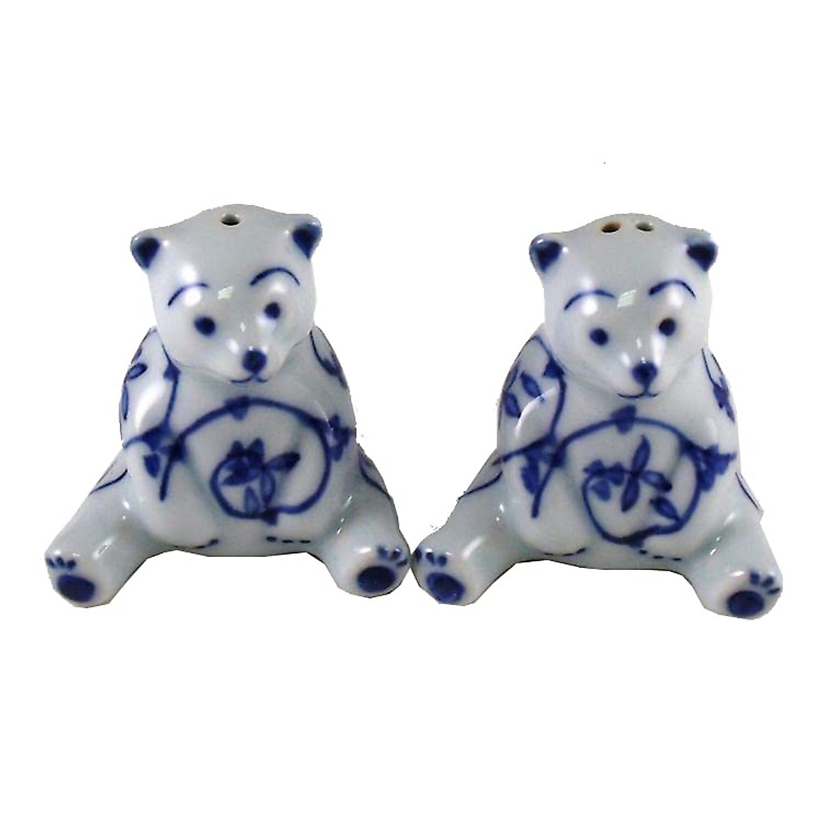 Porcelain Teddy Bears Salt and Pepper Shakers Blue and White