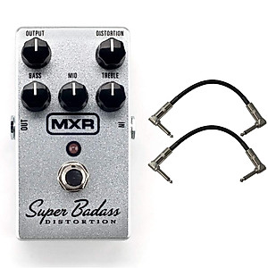 Dunlop MXR M75 Super Badass Distortion Effects Pedal With a Pair of Patch Cables