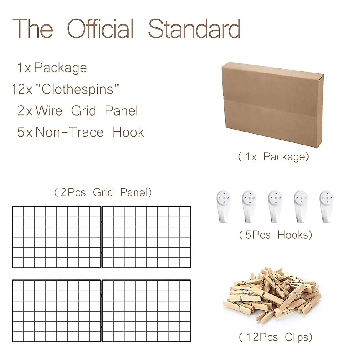 Kakivan Wire Wall Grid Panel for Photo Display, DIY Iron Picture Frames Collage For Hanging Wall Decor, Foldable Multi Pictures Organizer with 12 Clips, 28'' X 22'' Inch.(2 Pack)