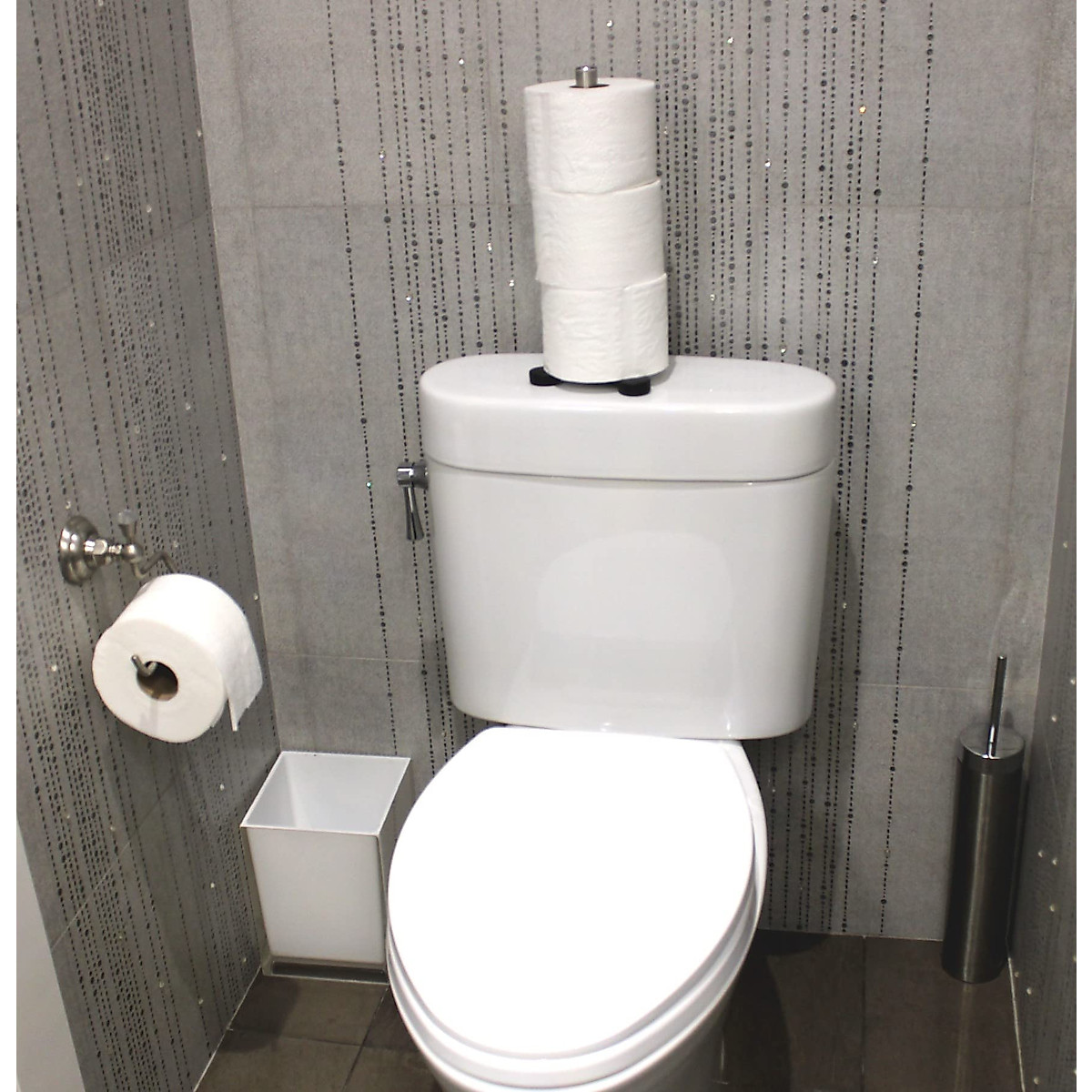 Stainless Steel Suction Cup Paper Towel Holder Kitchen Bathroom Spare Toilet Paper Holder with Nonslip Stable Super Suction Grip Base Countertop