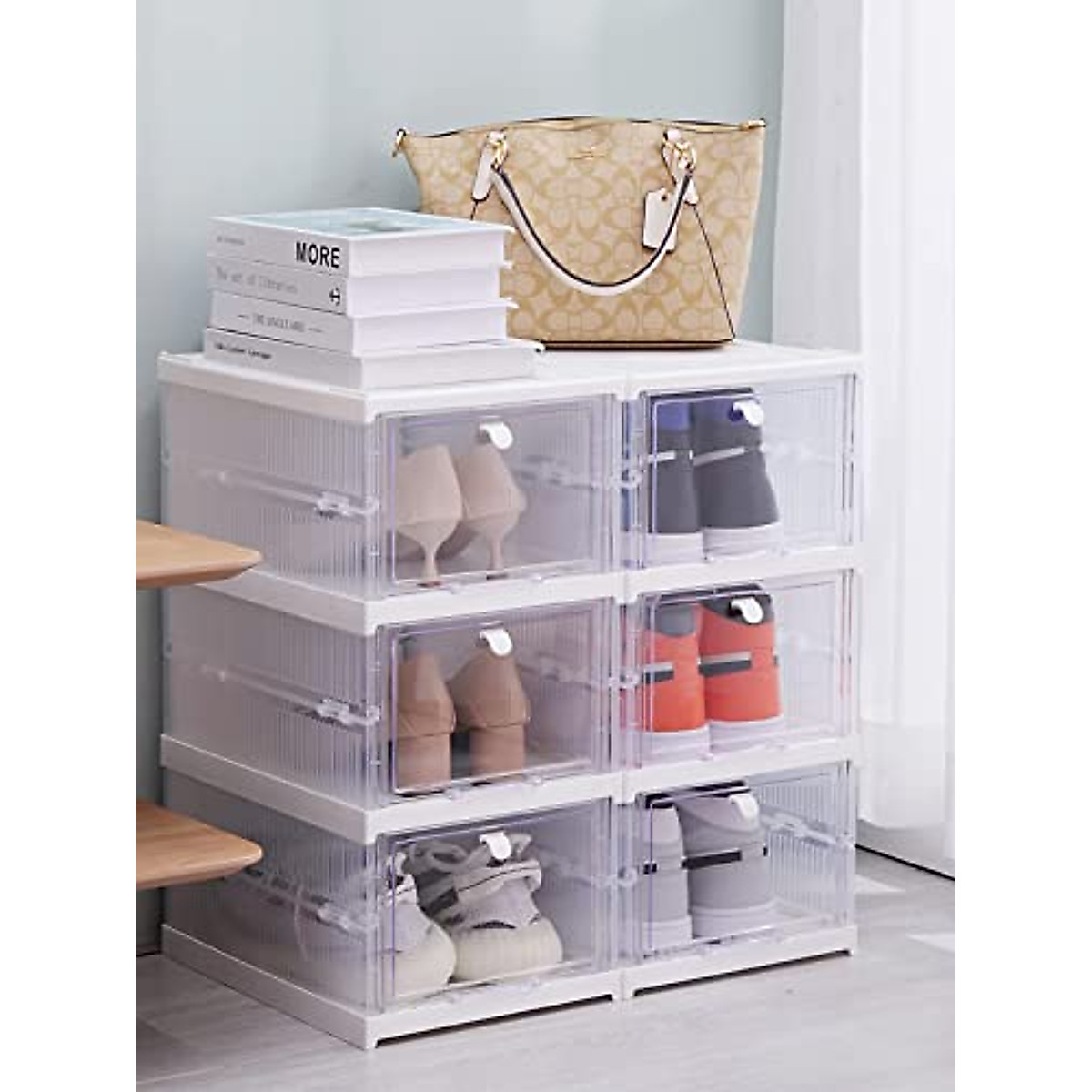 GOJUSO Folding Storage Organizer Box for Hats Baseball Caps Organizer 3-Tier Shoe Rack Hat Rack