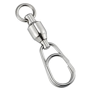 Dr.Fish 20 Pack Ball Bearing Snaps Swivels with Oval Split Rings, Fishing Swivels Saltwater Swivels Fishing Tackles Stainless Steel Solid Rings Heavy Duty Hyper Wire Lure Rings Connector #1