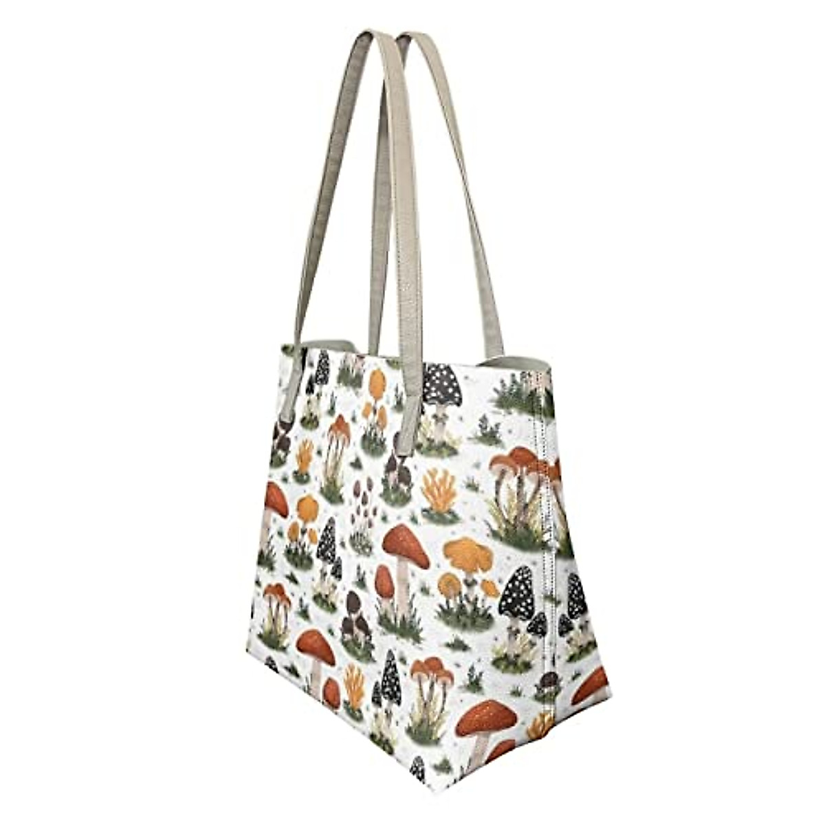 Rnyleeg Mushroom Bag Women's Leather Designer Handbags Tote Purses Shoulder Bags Top Handle Tote Bag White